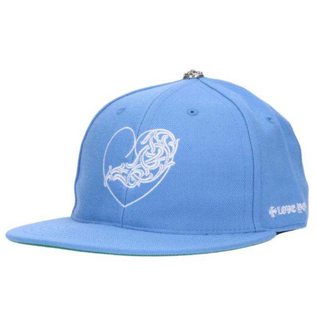 クロムハーツ サイズ:7　5/8  FITTED WOOL ACRYLIC SERGE ハート刺繍クロスボタン帽子 中古 SJ02