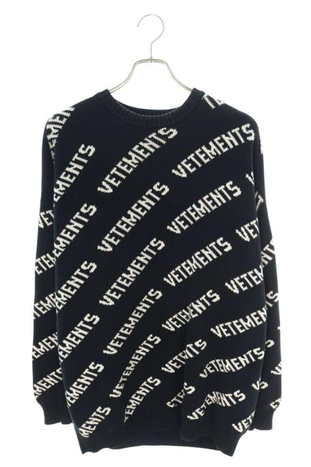 ヴェトモン サイズ:S  UAH21KN047 ロゴ総柄ジャガードニット 中古 OM10