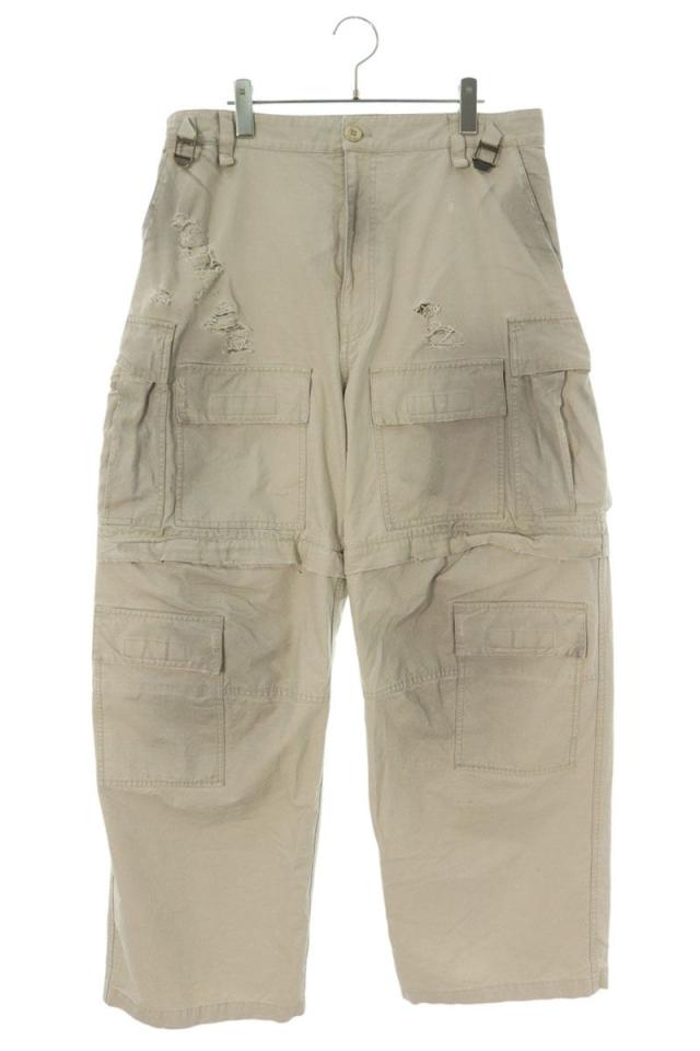 バレンシアガ サイズ:48  773255 TKP27 ダメージ加工ラージカーゴロングパンツ 中古 SB01