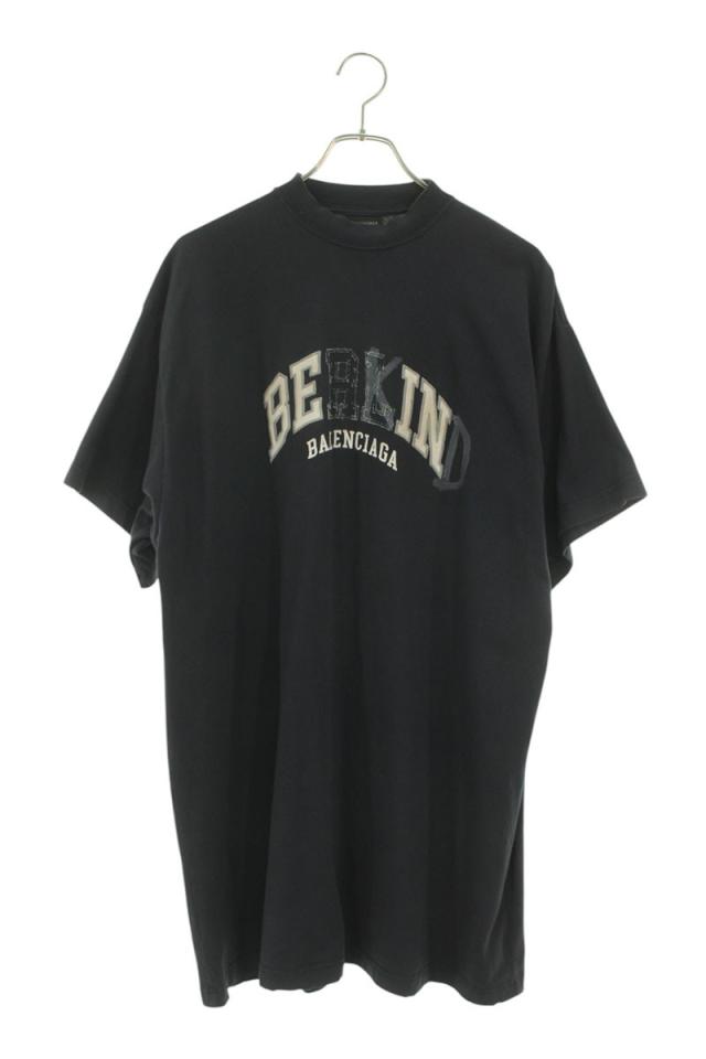 バレンシアガ サイズ:1  23AW  739028 TPVD5 BE KINDプリントダメージ加工Tシャツ 中古 SB01