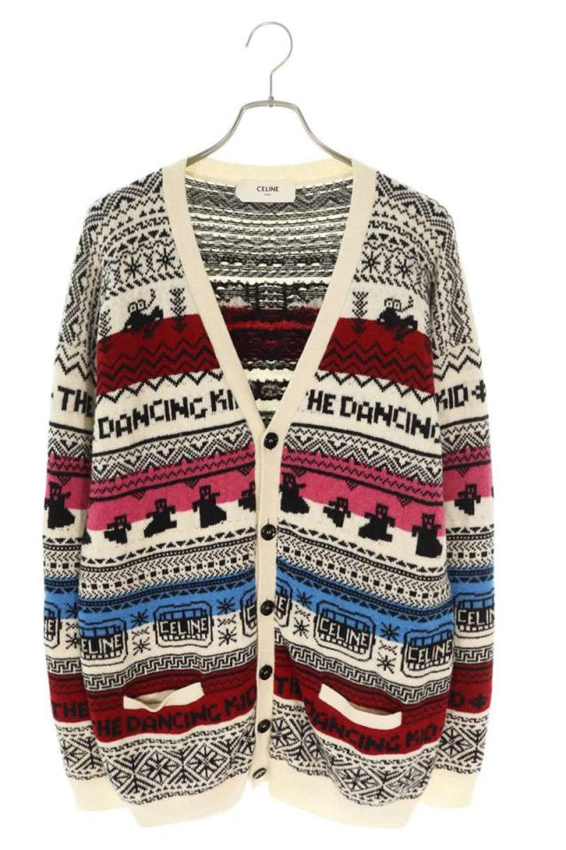 セリーヌバイエディスリマン サイズ:M  2A08L715M ウールジャガードルーズカーディガン 中古 BS99