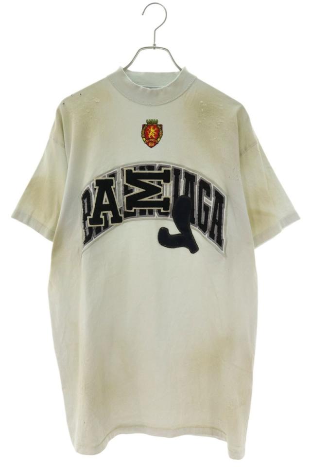 バレンシアガ サイズ:1  23SS  739028 TOVN2 クラッシュダスト加工ワッペンTシャツ 中古 OM10