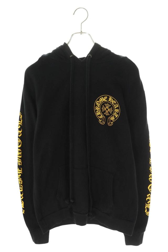 クロムハーツ サイズ:L  SWTSHRT PLVR 袖ロゴプリントパーカー 中古 SJ02