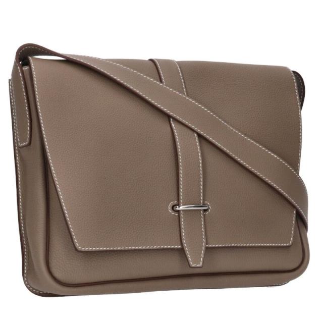 エルメス   スティーブライトジュニア B刻印 トゴ エトゥープ シルバー金具ショルダーバッグ 中古 SB01