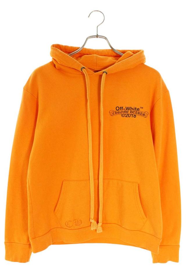 クロムハーツ  オフホワイト サイズ:M  HD PLVR V OFF WHITE ロゴバックプリントプルオーバーパーカー 中古 NO05
