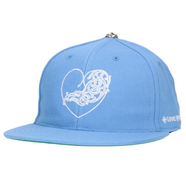 クロムハーツ サイズ:7.625  FITTED WOOL ACRYLIC SERGE ハート刺繍クロスボタンキャップ 中古 SJ02