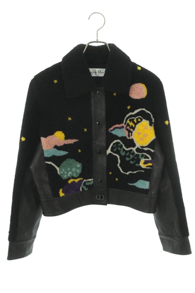 クリスチャンディオール サイズ:38  248V25AL854 レザー切替ボアブルゾン 中古 BS55