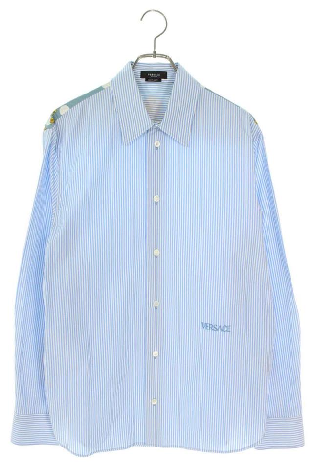 ヴェルサーチェ サイズ:46  1010681 1A07743  バックバロックデザインストライプ長袖シャツ 中古 BS55