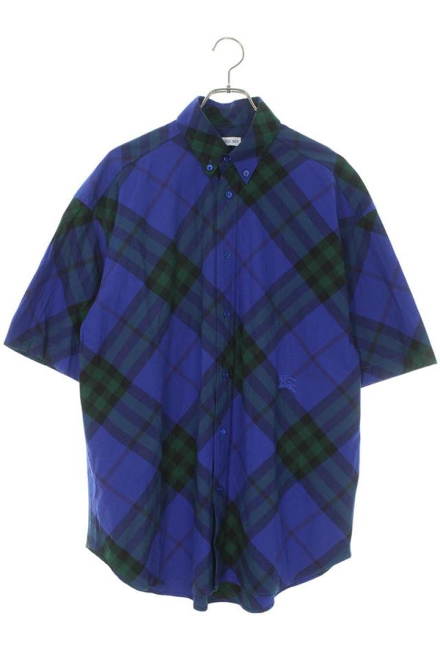 バーバリー 8082902 サイズ:S ロゴ刺繍チェック半袖シャツ 中古 BS55