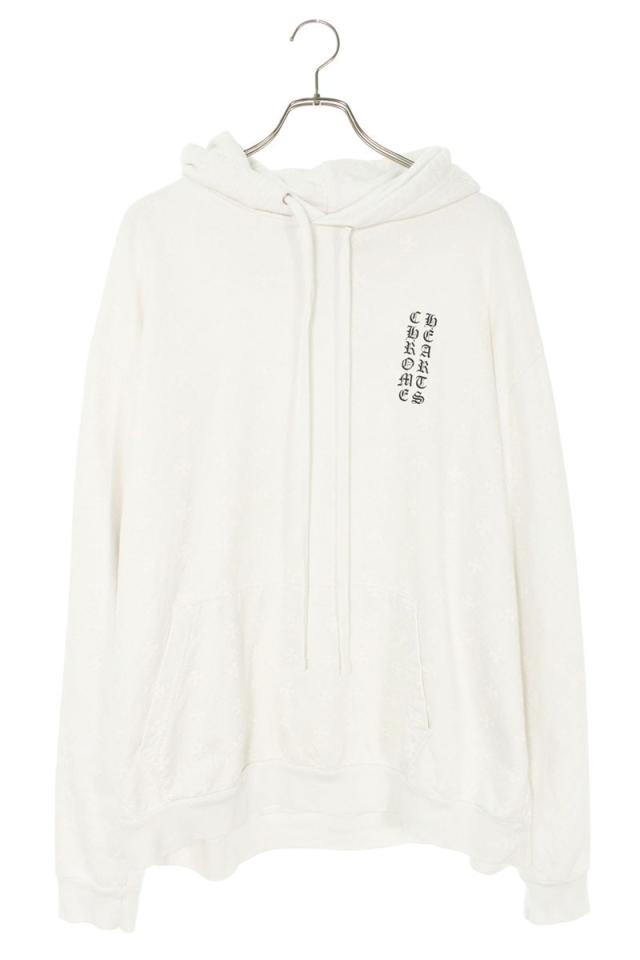クロムハーツ サイズ:XL  SWTSHRT PLVR CHプラス総柄バックホースシュープリントプルオーバーパーカー 中古 FK04