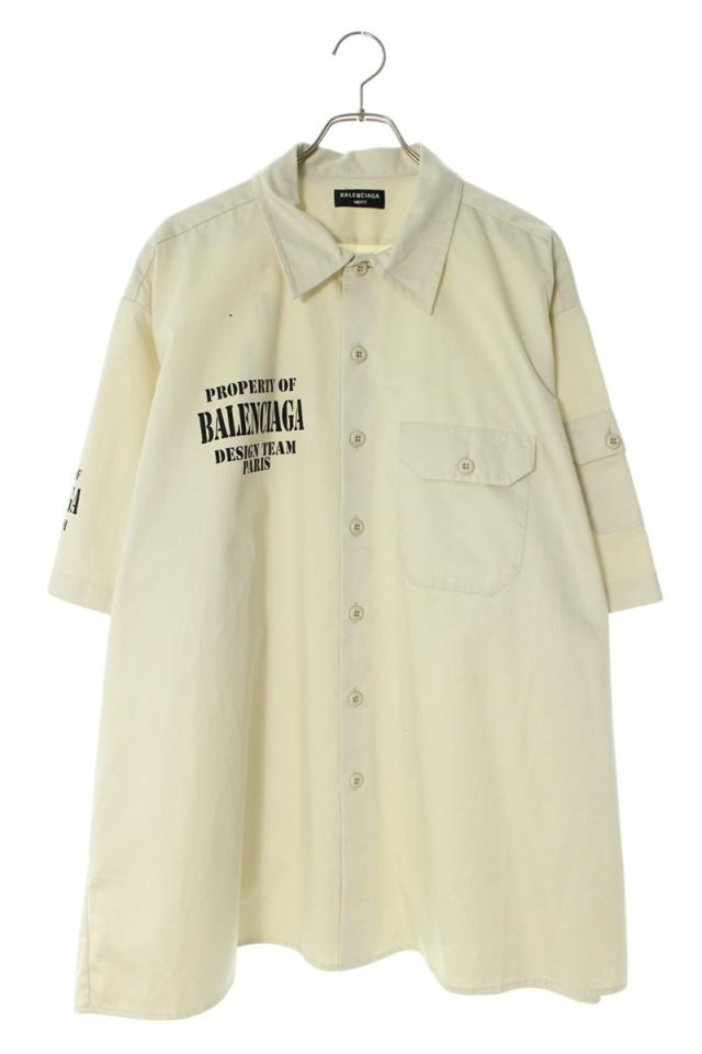 バレンシアガ サイズ:1  22AW  704387 TKP24 ロゴプリントプロパティポケット半袖シャツ 中古 BS55