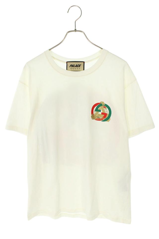 グッチ  パレス サイズ:M  548334 XJE1C ダブルネームロゴプリントTシャツ 中古 BS55