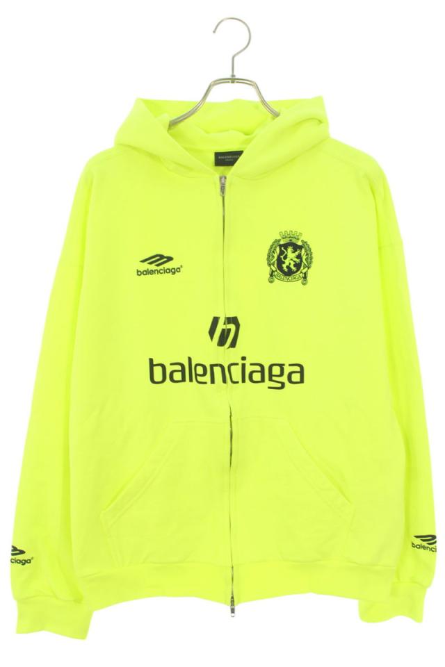 バレンシアガ サイズ:S  Soccer Paris Zip-Hoodie 744457 TPVS6 ロゴ刺繍ジップパーカー 中古 OM10