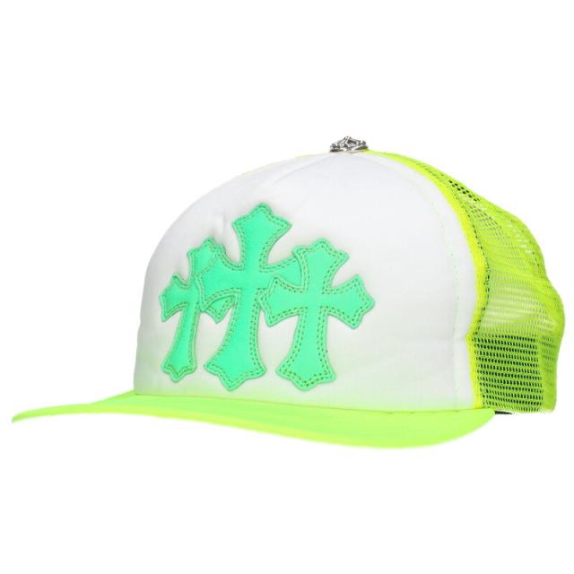 クロムハーツ サイズ:ONE SIZE  TRUCKER CAP レザーパッチトラッカー 3セメタリーレザーパッチメッシュ帽子 中古 GZ11