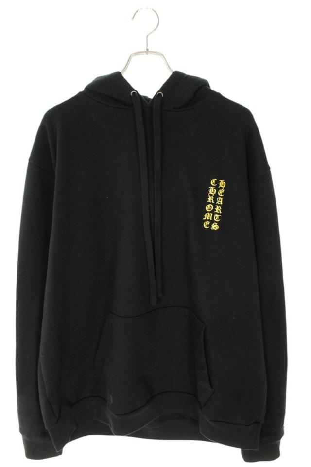 クロムハーツ サイズ:L  SWTSHRT PLVR オンライン限定ヴァーティカルロゴグリッタープリントパーカー 中古 NO05