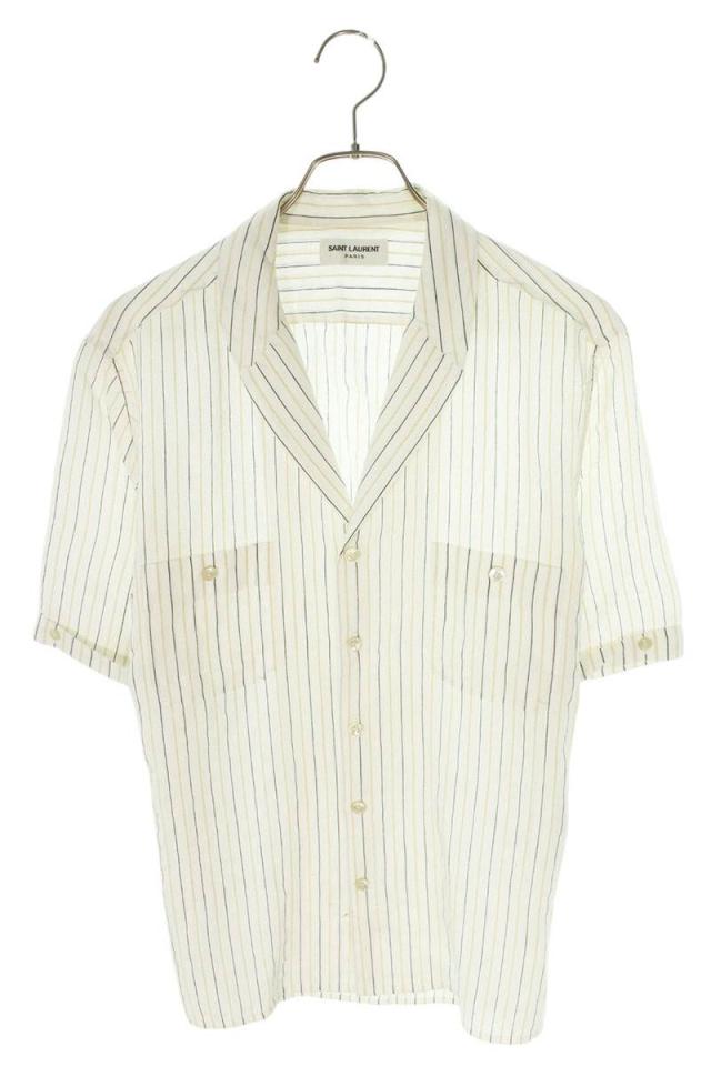 サンローランパリ 637283 Y1C28 サイズ:38 ストライプオープンカラー半袖シャツ 中古 BS55