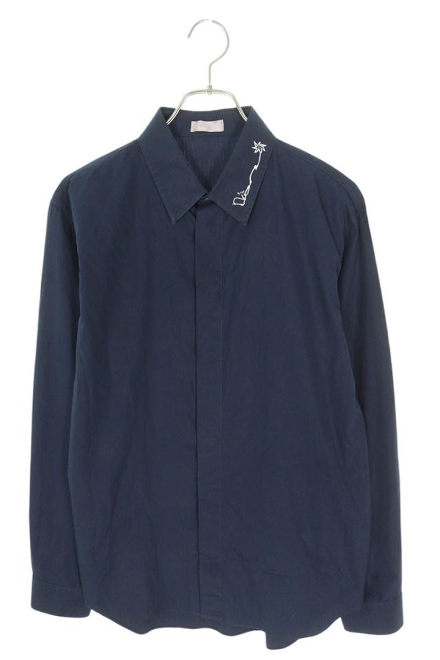 ディオール  トラヴィススコット サイズ:41  22AW  283C568A1581 襟ロゴ刺繍コットン長袖シャツ 中古 SB01