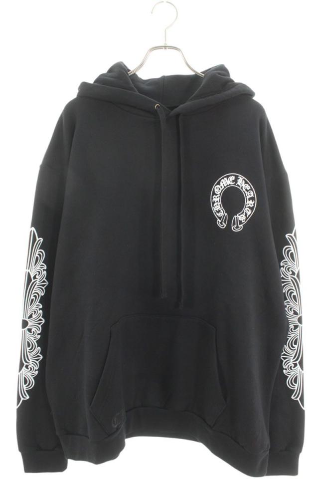 クロムハーツ サイズ:XXL SWTSHRT PLVR バックホースシュープリントプルオーバーパーカー 中古 OM10