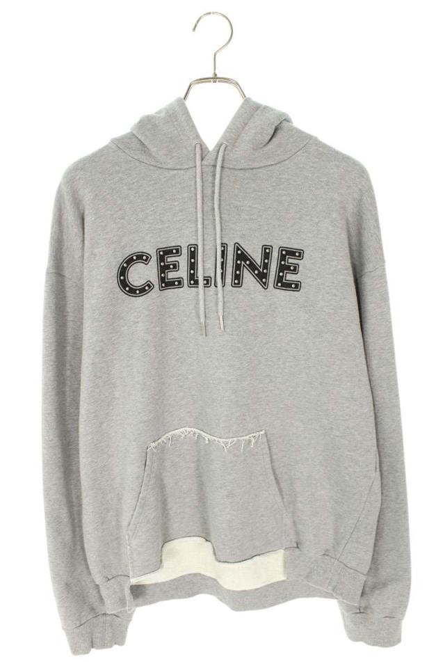 セリーヌバイエディスリマン サイズ:XL  21SS  2Y309052H スタッズロゴルーズプルオーバーパーカー 中古 SS13