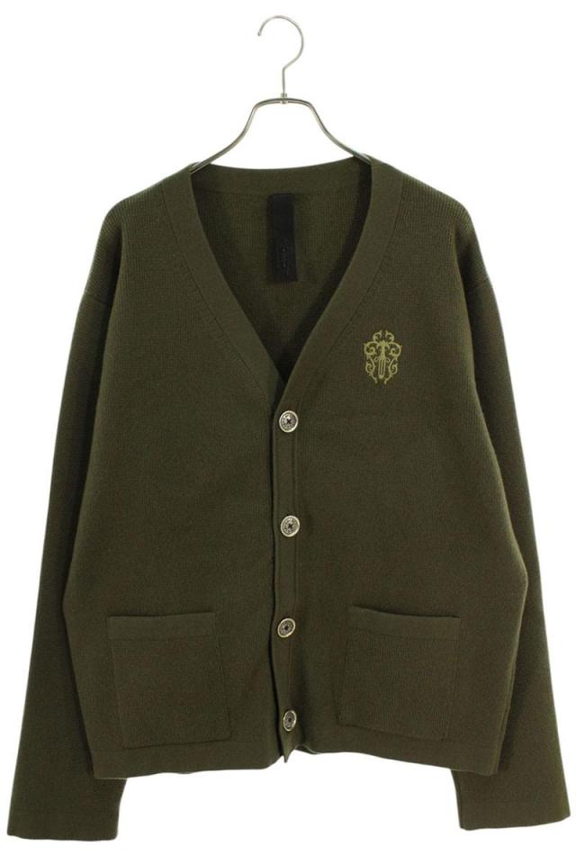 クロムハーツ サイズ:L  REGULATOR 胸ヴァインダガー刺繍カシミアニットカーディガン 中古 SJ02