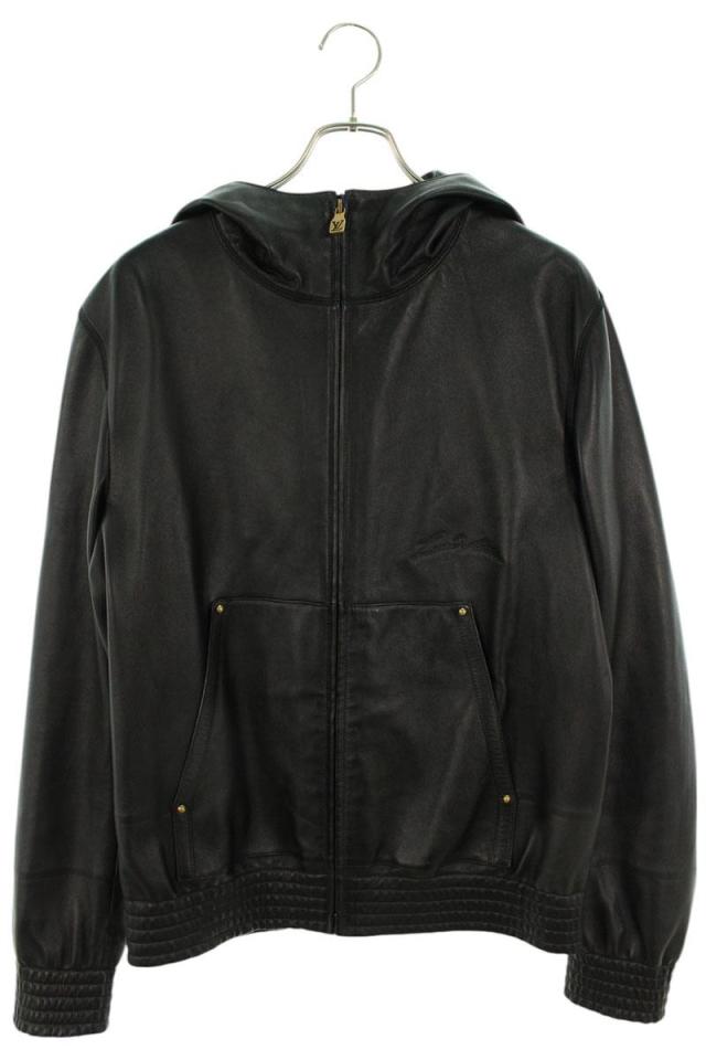 ルイヴィトン サイズ:48  RM242MQ TV8 HRL48E ロゴレザーパーカージップブルゾン 中古 SB01