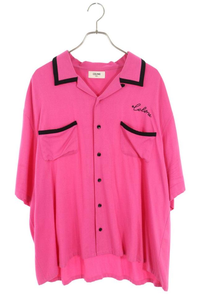 セリーヌ サイズ:41  2C831171S ロゴ刺繍ボーリング半袖シャツ 中古 OM10