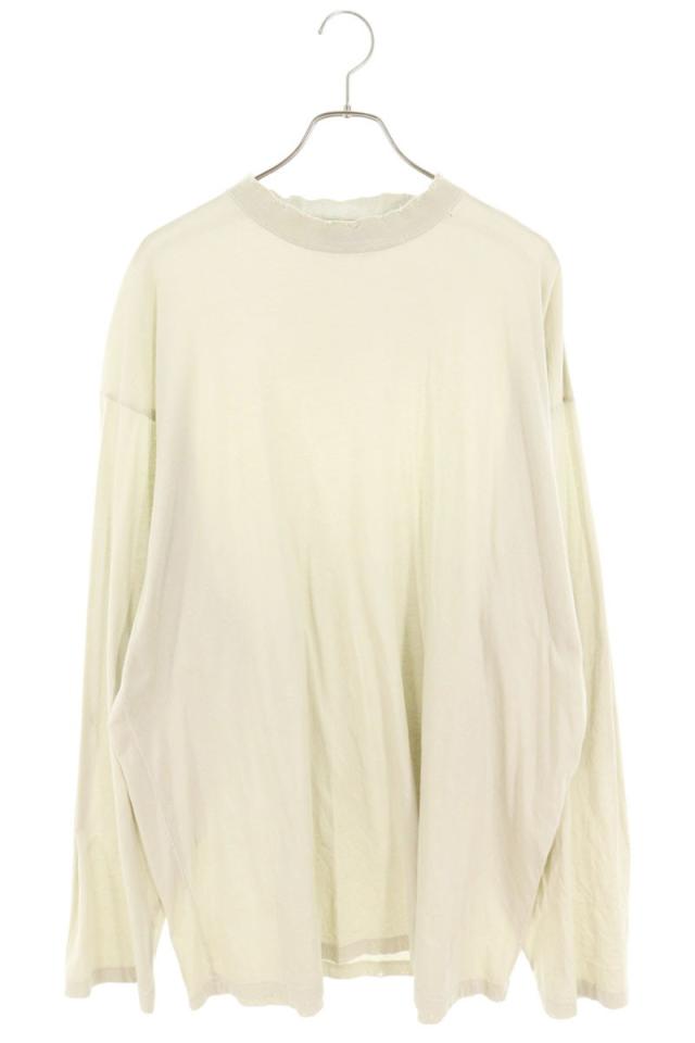 バレンシアガ サイズ:4  739783 TOVF4 ネックロゴ刺繍ダメージ加工長袖カットソー 中古 OM10