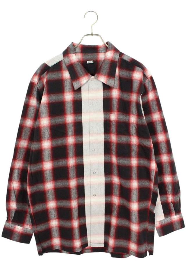 シークエル サイズ:XL  23AW  SQ-23AW-SH-03 ラインデザインチェック長袖シャツ 中古 BS99