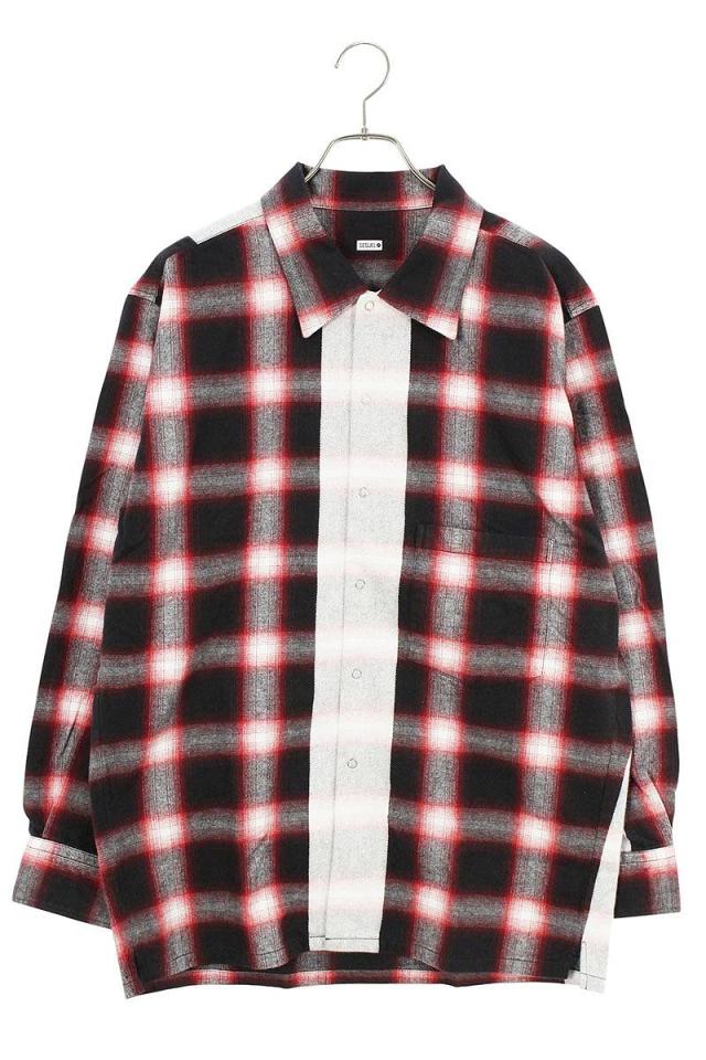 シークエル サイズ:M  23AW  SQ-23AW-SH-03 ラインデザインチェック長袖シャツ 中古 BS99