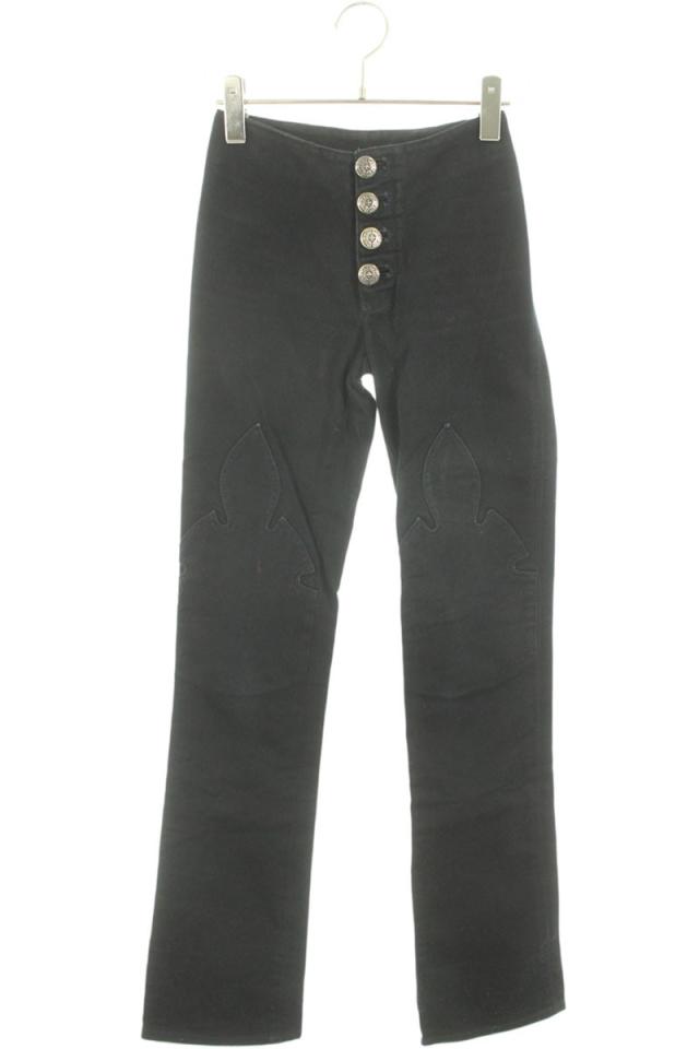 クロムハーツ サイズ:23インチ DNM PANTS BLK 旧式 フレアニーステッチデニムパンツ 中古 FK04