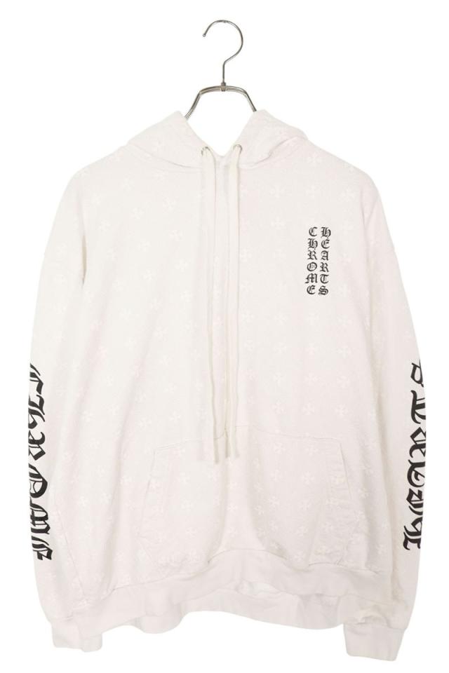 クロムハーツ サイズ:XL  SWTSHRT PLVR プルオーバーパーカー CHプラス総柄バックホースシュープリントプルオーバーパーカー 中古 SJ02