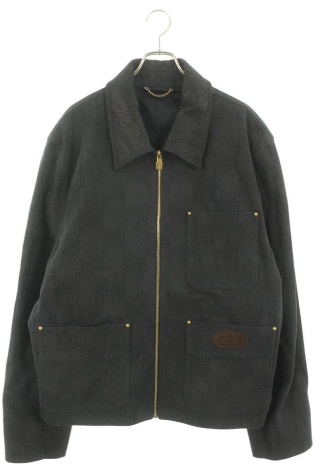 ルイヴィトン サイズ:60 24AW RM242M MKD HRB91W レザー切替ダミエワークジャケットブルゾン 中古 OM10