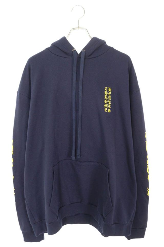 クロムハーツ サイズ:XXL  SWTSHRT PLVR 袖ロゴプリントプルオーバーパーカー 中古 SJ02