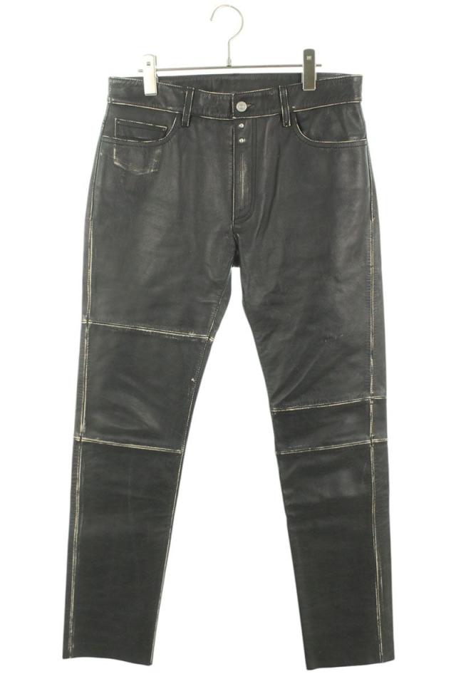 エムエムシックス サイズ:30インチ  22AW  S62LB0099 カーフスキンヴィンテージ加工レザーロングパンツ 中古 OM10
