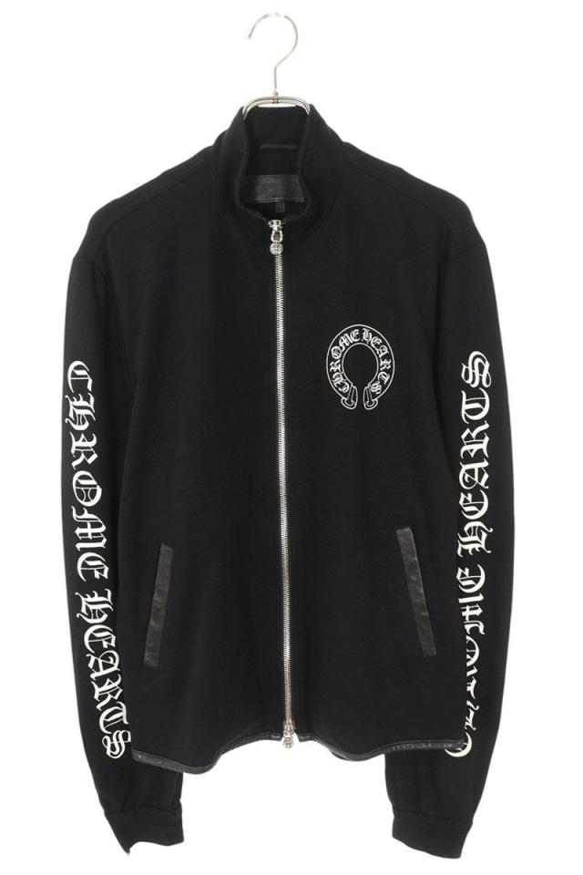 クロムハーツ サイズ:M  TRACK JACKET トラックジャケット レザー切替カシミヤ混ダガージップジャージブルゾン 中古 SS07