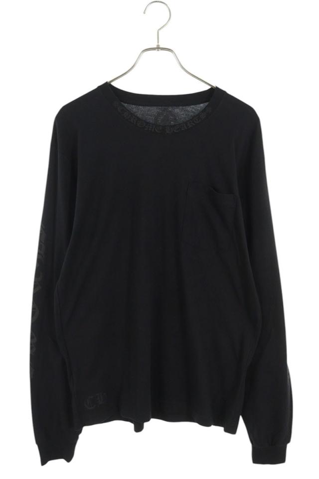 クロムハーツ サイズ:L  CH L S  1 ネックロゴプリント長袖カットソー 中古 SJ02