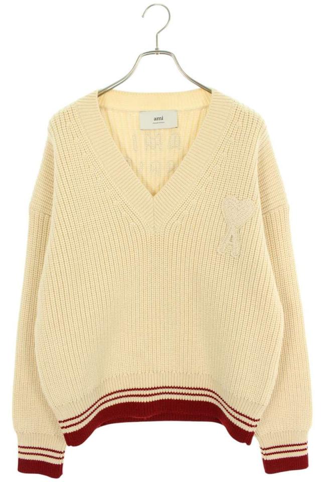 アミアレクサンドルマテュッシ サイズ:L  25SS  UKS268KN0068 136 ハートA刺繍Vネックニット 新古品 SB01