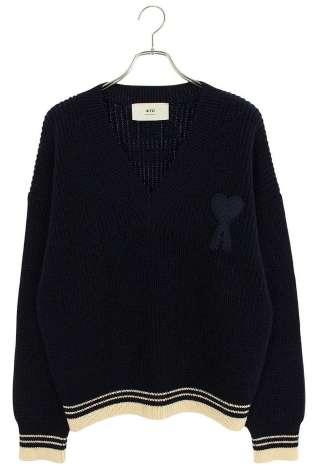 アミアレクサンドルマテュッシ サイズ:L  25SS  UKS268KN0068 4011 ハートA刺繍Vネックニット 新古品 SB01