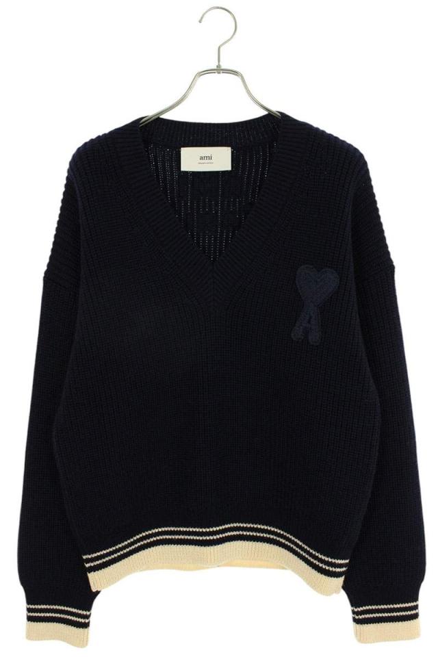 アミアレクサンドルマテュッシ サイズ:L  25SS  UKS268KN0068 4011 ハートA刺繍Vネックニット 新古品 SB01