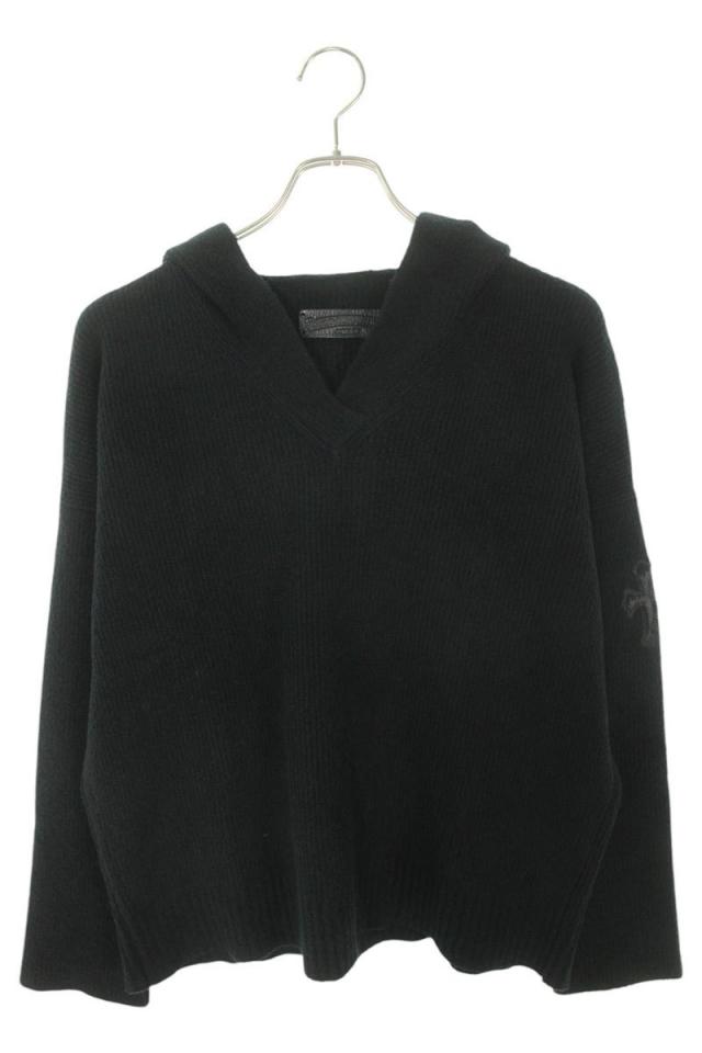 クロムハーツ サイズ:S ハラコクロスパッチカシミアニットパーカー 中古 OS06