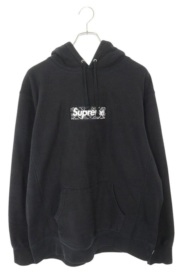 シュプリーム サイズ:XL  19AW  Bandana Box Logo Hooded Sweatshirt バンダナボックスロゴプルオーバーパーカー 中古 SB01