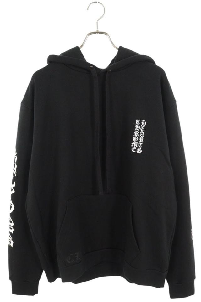 クロムハーツ サイズ:L  SWTSHRT PLVR 袖ロゴプリントプルオーバーパーカー 中古 GZ11