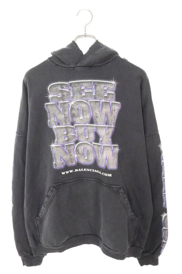 バレンシアガ サイズ:2 739024 TQVE7 ロゴプリントプルオーバーパーカー 中古 SS13