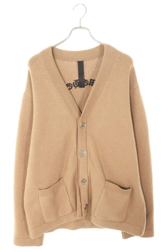 クロムハーツ サイズ:L  SAILIN ON CHSMR ロゴ刺繍セメタリークロスパッチカシミヤニットカーディガン 中古 SJ02