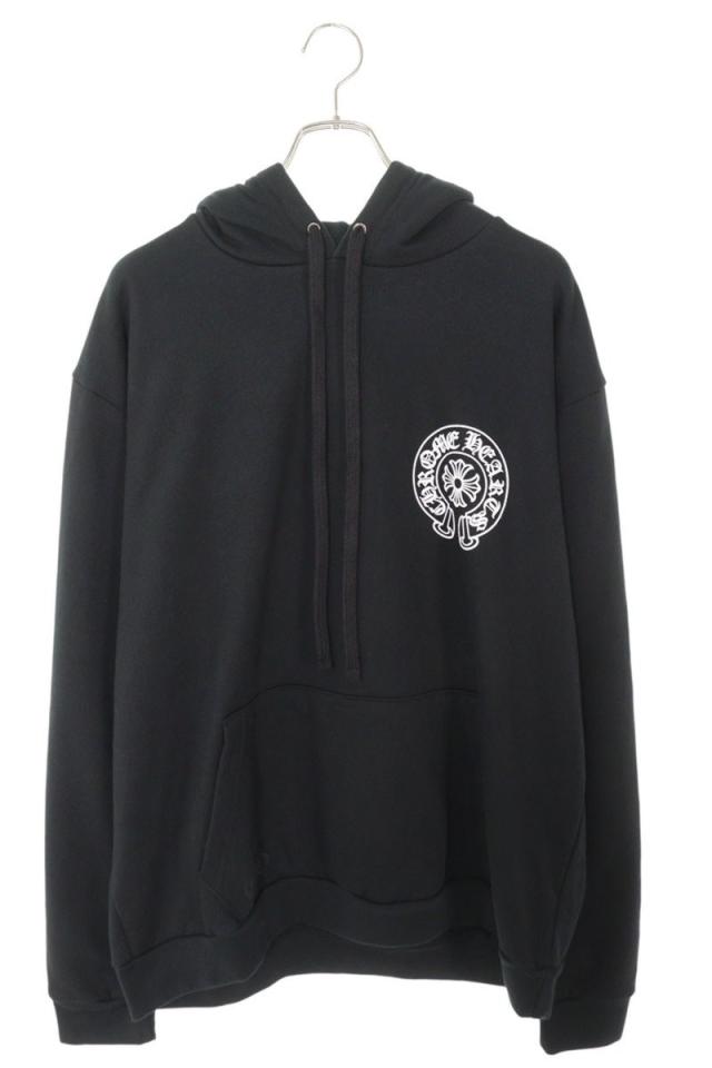 クロムハーツ サイズ:L  SWTSHRT HD PLVR LTD ラスベガス限定バックホースシュープリントプルオーバーパーカー 中古 FK04
