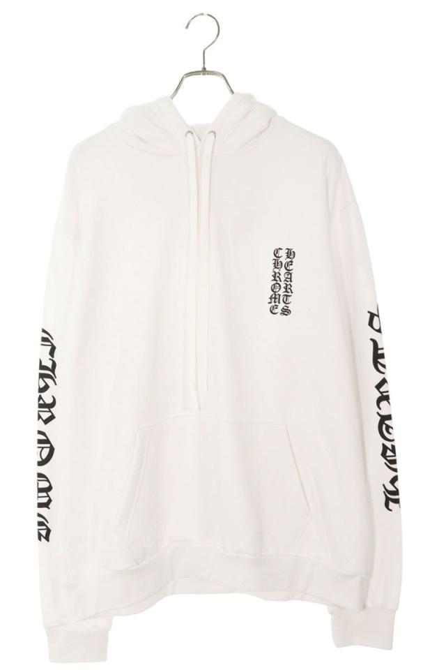 クロムハーツ サイズ:L  SWTSHRT PLVR 袖ロゴプリントプルオーバーパーカー 中古 SS13