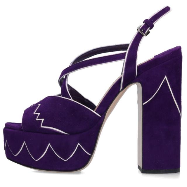 ミュウミュウ サイズ:34 ベロアストラップヒールシューズ 中古 BS99