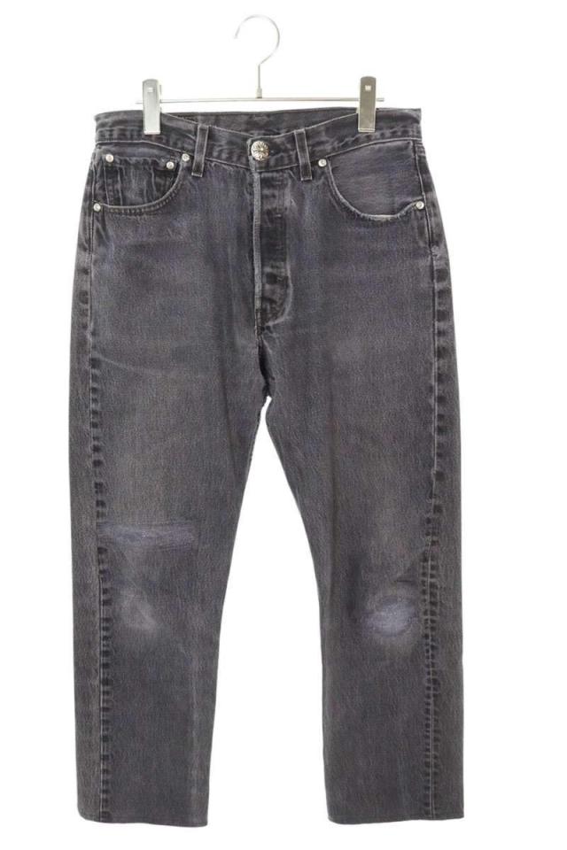 クロムハーツ サイズ:31インチ U VNTG JEAN BLK RED TAB クロスボールボタンウォッシュドデニムパンツ 中古 GZ11
