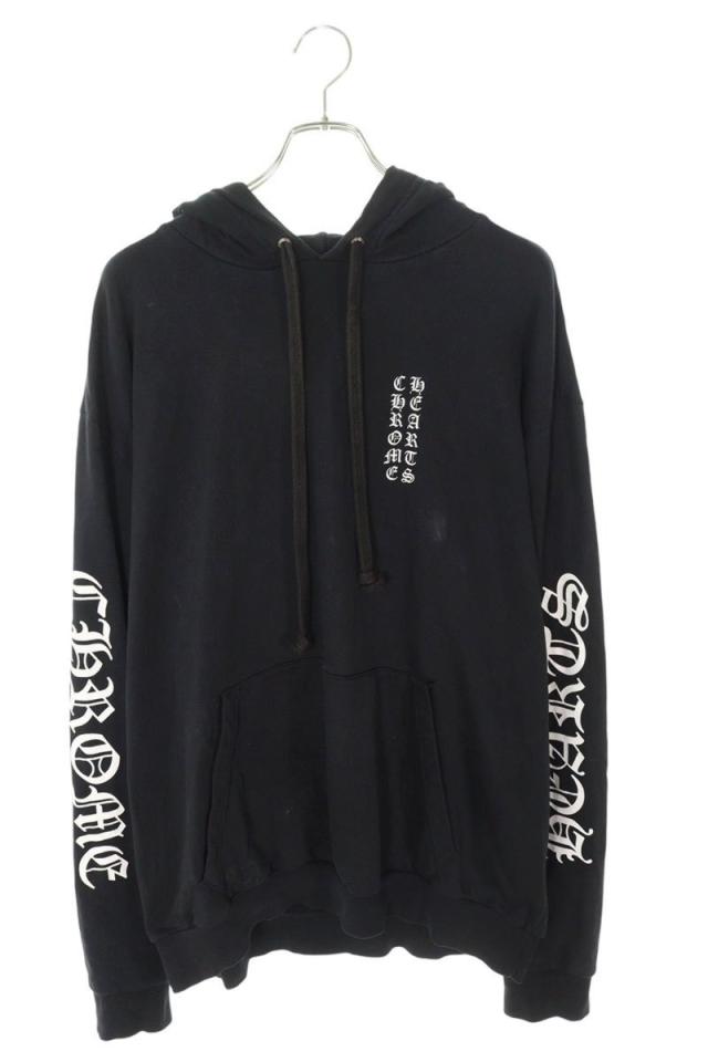 クロムハーツ サイズ:XL  SWTSHRT PLVR 袖ロゴプリントプルオーバーパーカー 中古 SS07