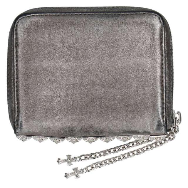 クロムハーツ   3 SIDE ZIP 3サイドジップ サイドピラミッドスタッズレザーウォレット財布 中古 SS07